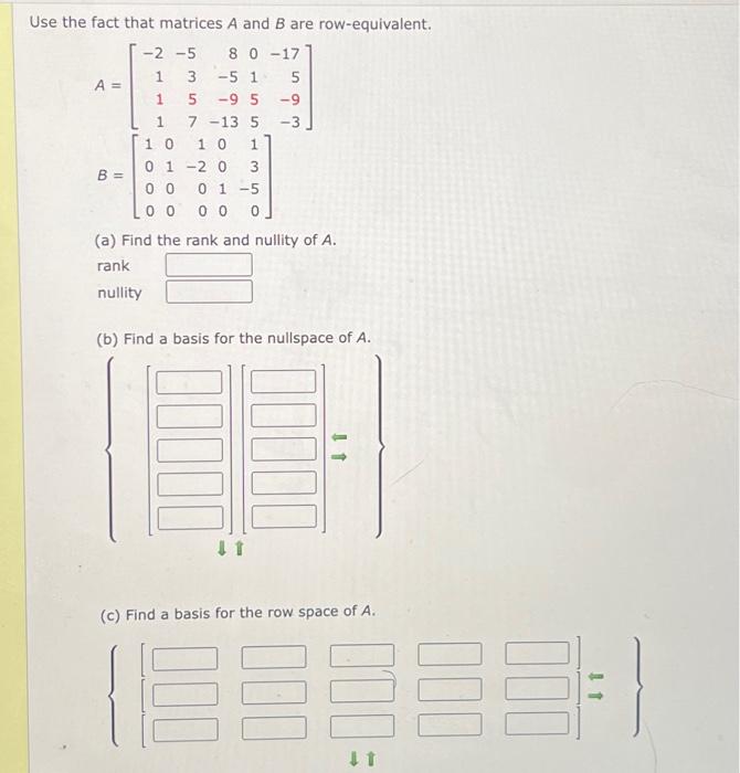 Solved Use the fact that matrices A and B are | Chegg.com