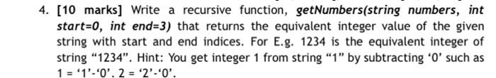 Solved 4 10 Marks Write A Recursive Function 