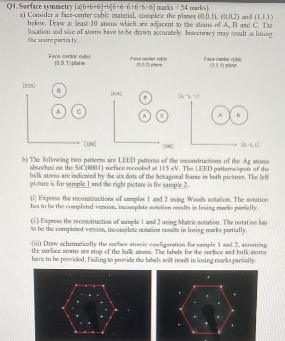 Q1. Surface symmetry (a[6+6+6]+b[6+6+6+6+6+6] marks = | Chegg.com