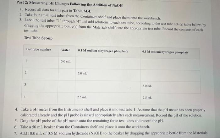 Solved Experiment 2: The Phosphate Buffer System Part 1: | Chegg.com