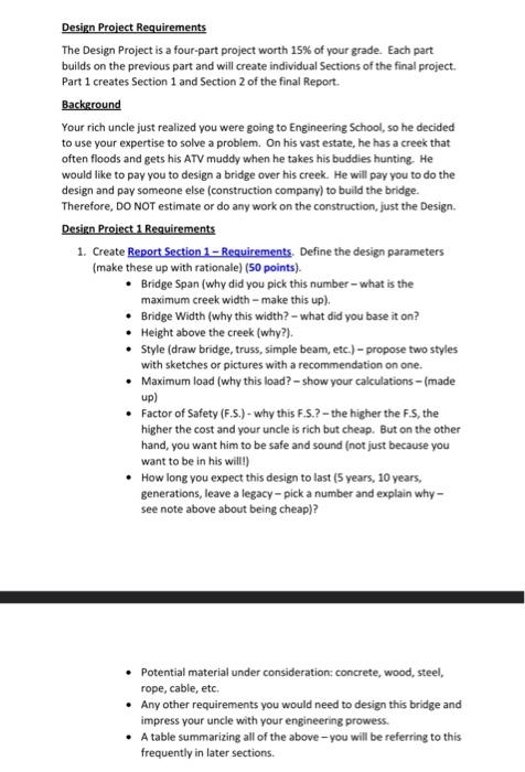 Solved Design Project Requirements The Design Project is a | Chegg.com