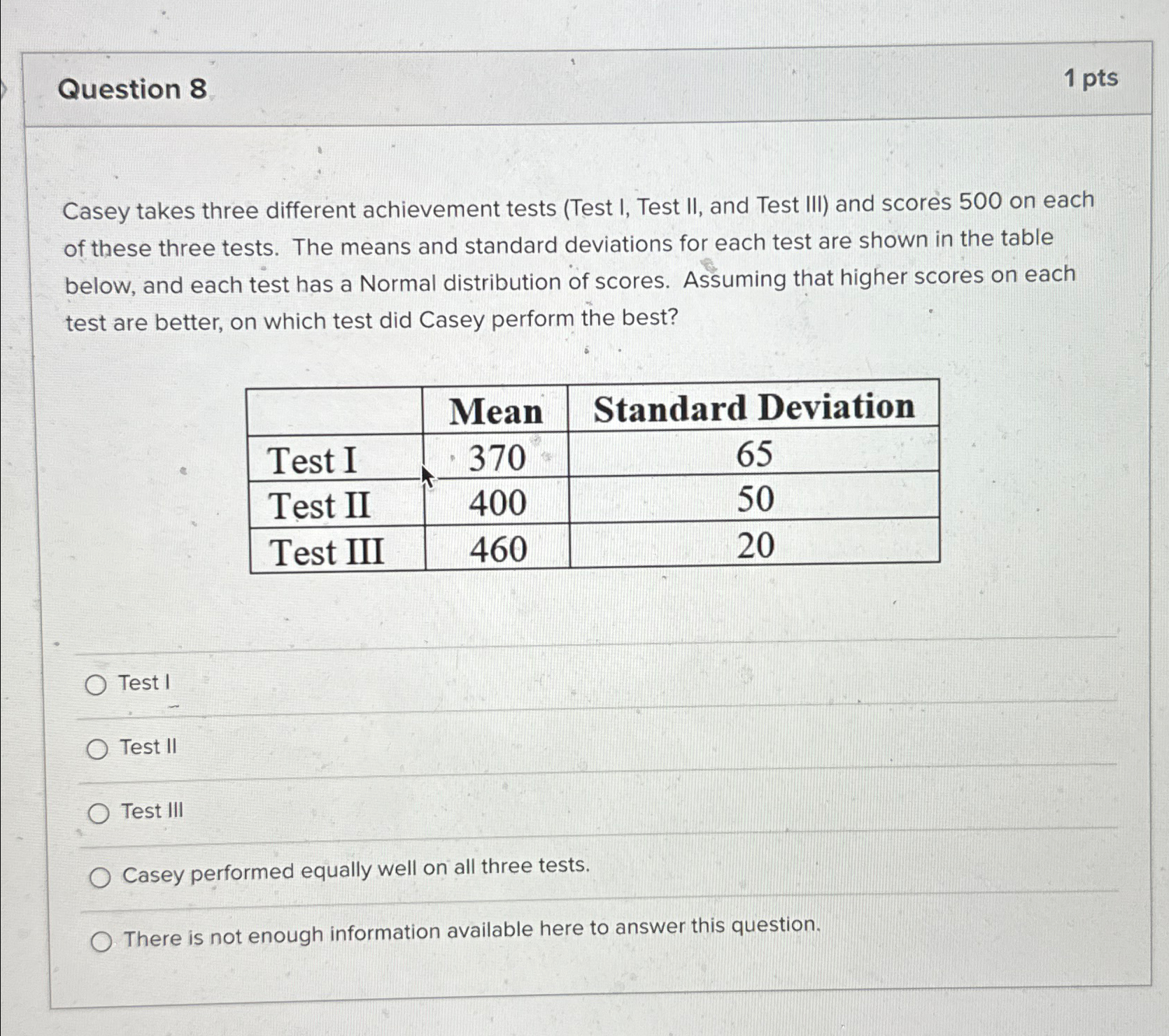 Solved Question 81 ﻿ptsCasey takes three different | Chegg.com