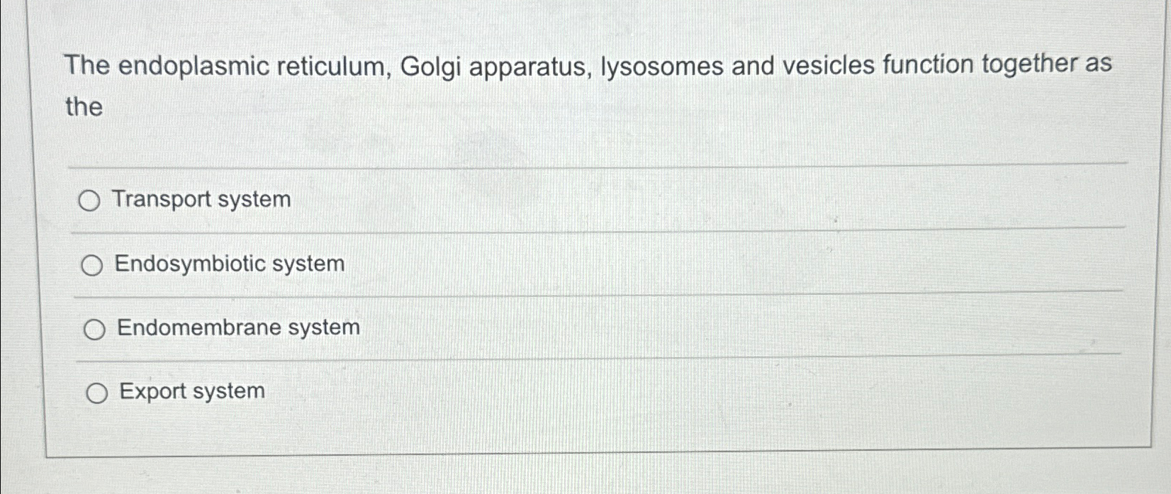 Solved The Endoplasmic Reticulum Golgi Apparatus Lysosomes