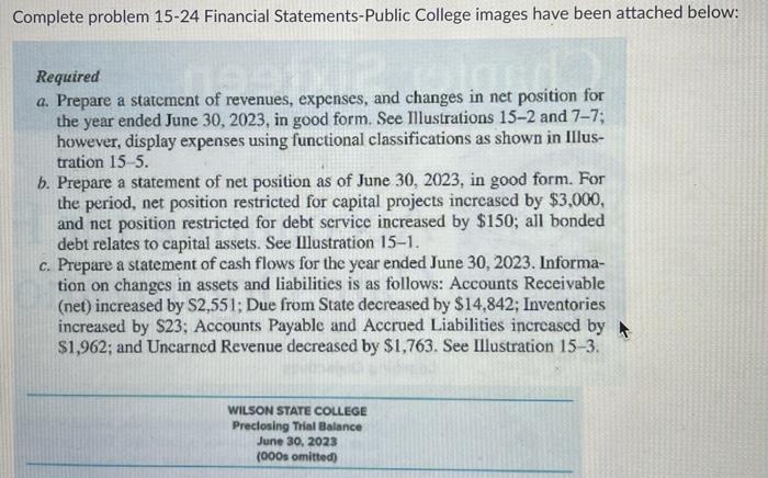 Complete problem 15-24 Financial Statements-Public | Chegg.com