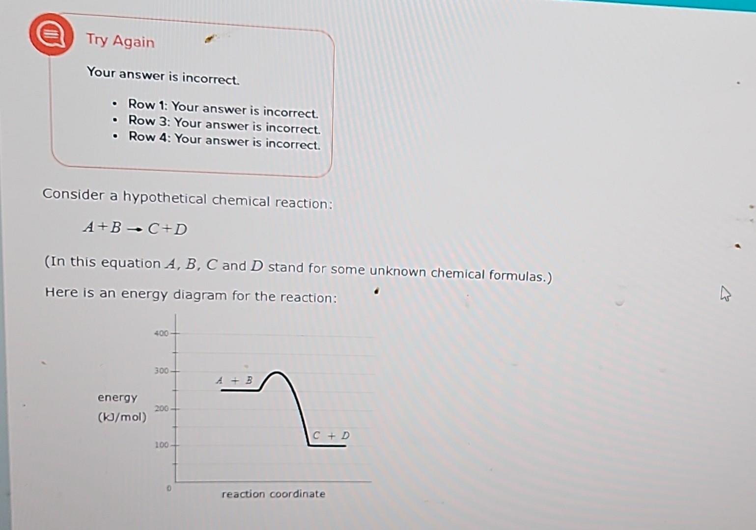 Solved Try Again Your answer is incorrect. - Row 1: Your | Chegg.com