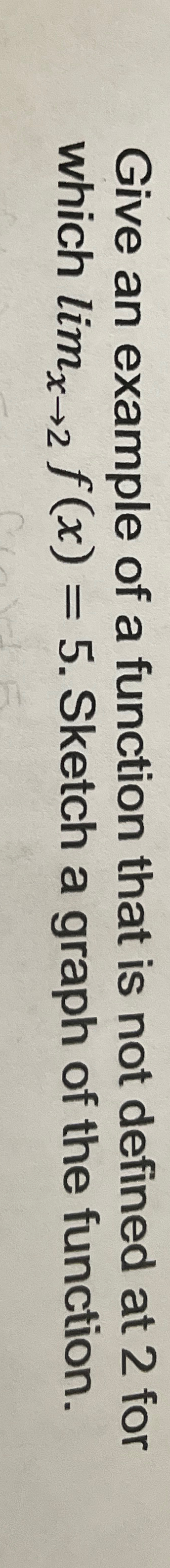 Solved Give an example of a function that is not defined at | Chegg.com