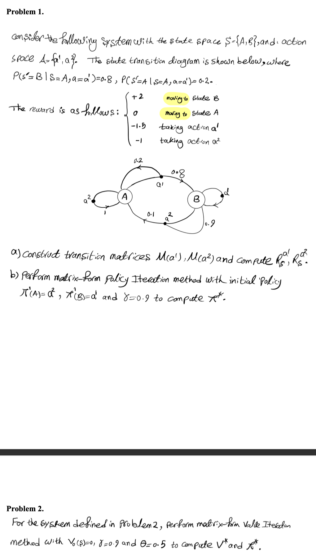 Solved Problem 1.consider the fallowing system with the | Chegg.com