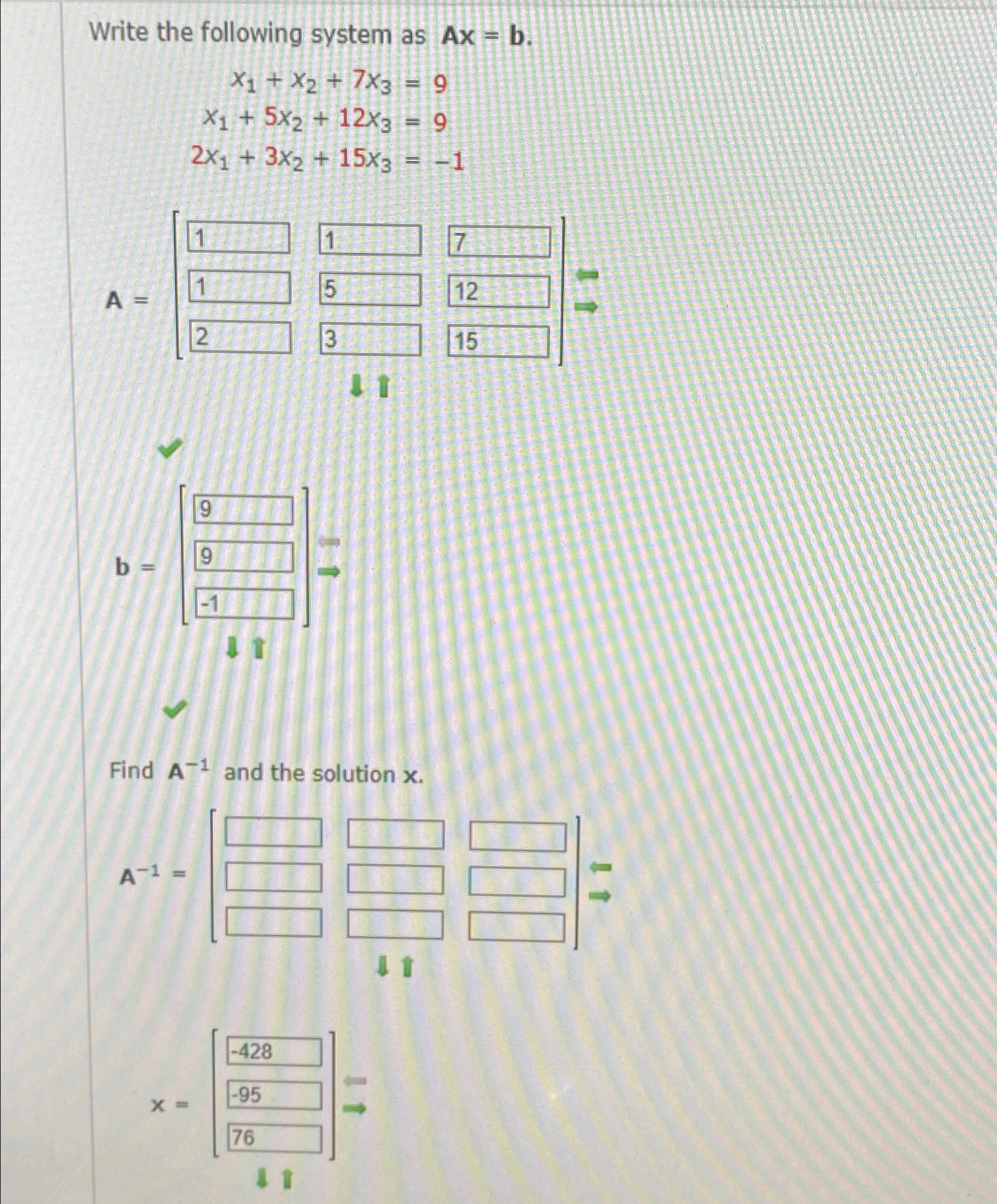 Solved Find A-1 ﻿and the solution x. | Chegg.com