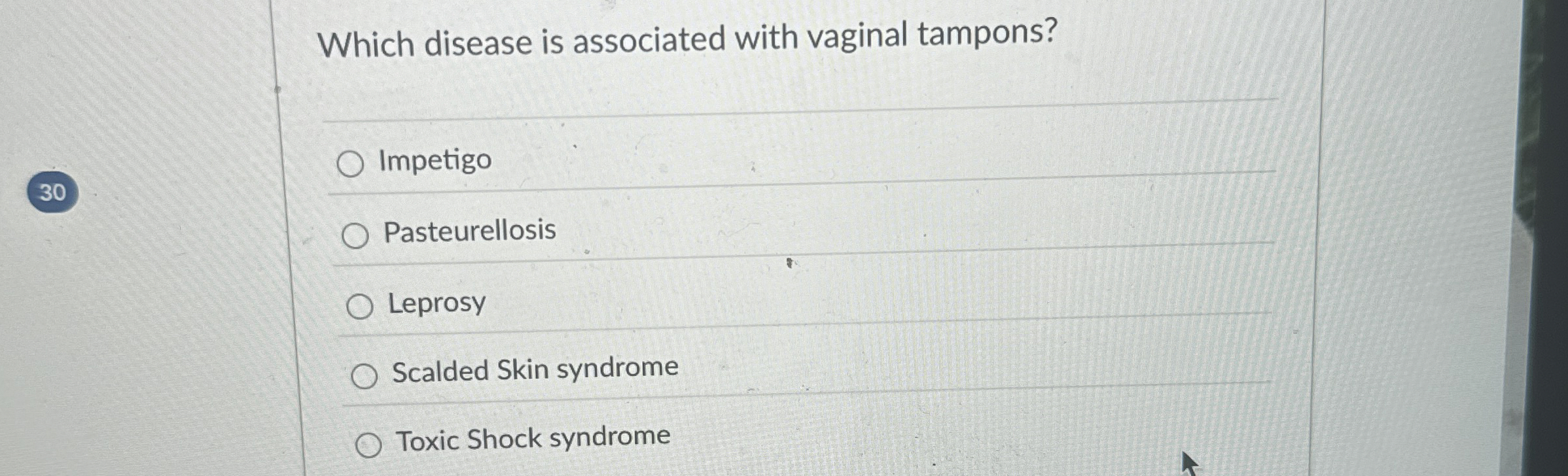 [Solved]: Which disease is associated with vaginal tampons?
