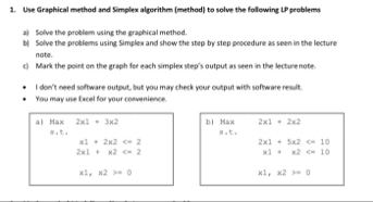 Solved Use Graphical method and Simplex algorithm (method) | Chegg.com