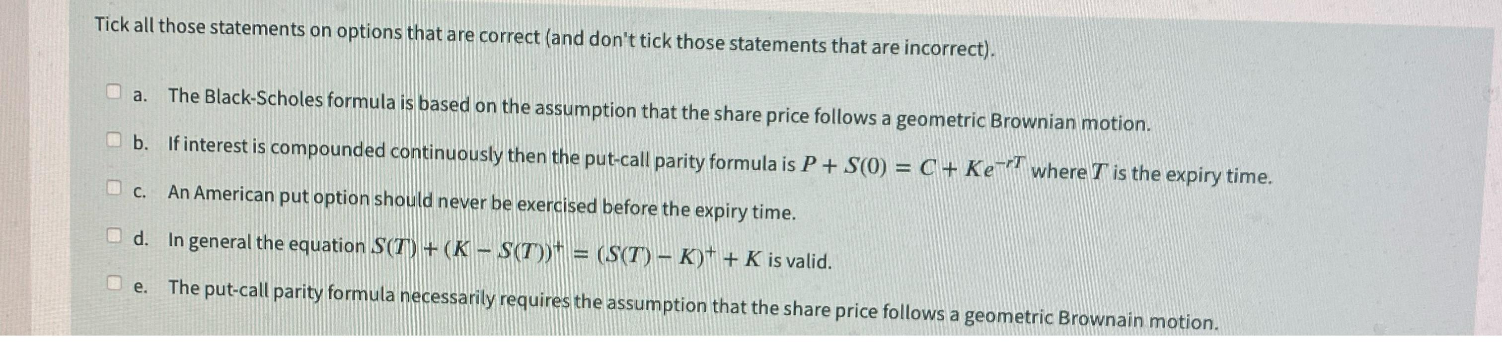 Solved Tick all those statements on options that are correct | Chegg.com