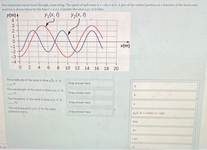Solved Two transverse waves travel through a taut string. | Chegg.com