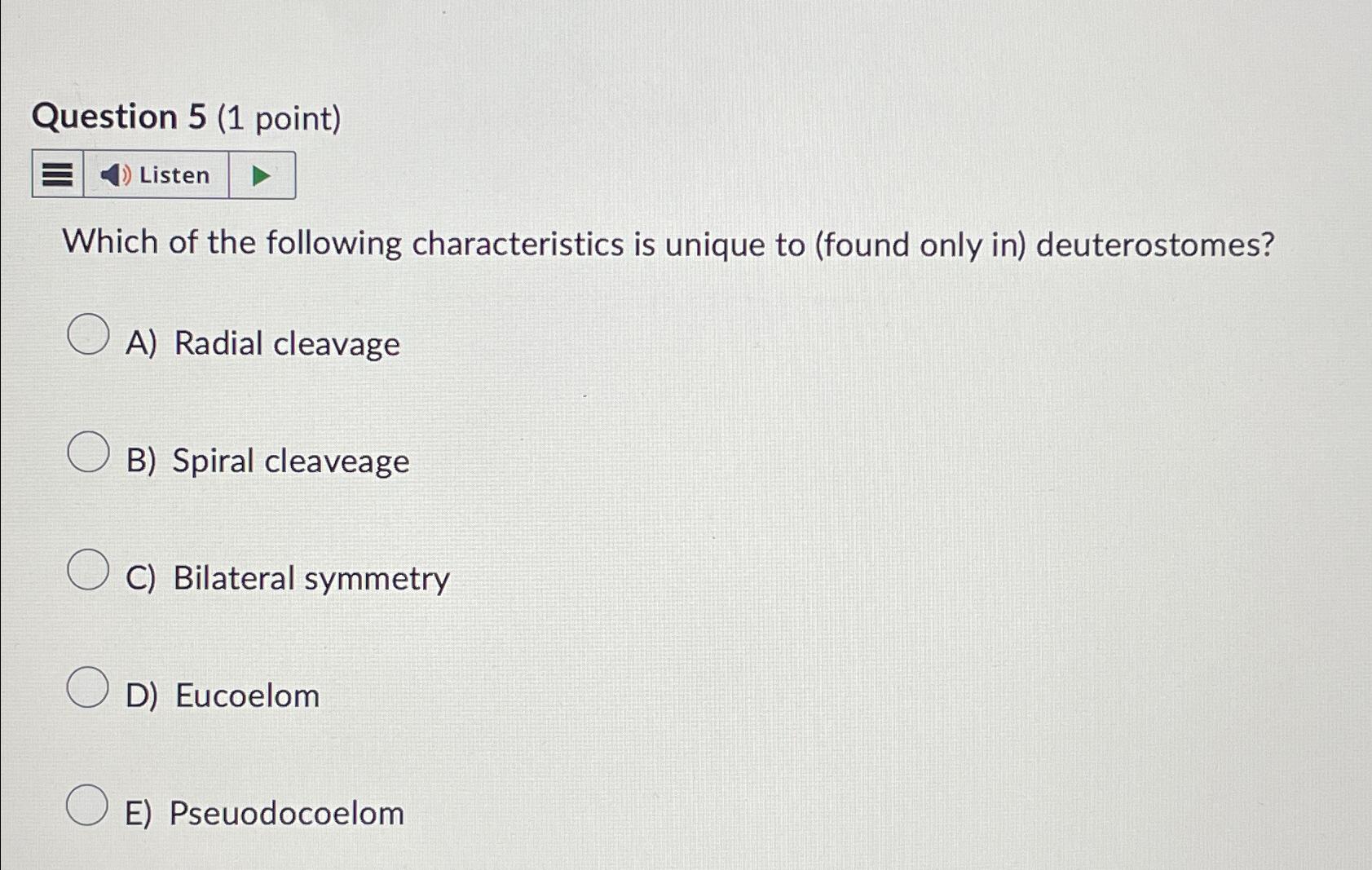 Solved Question 5 (1 ﻿point)Which of the following | Chegg.com