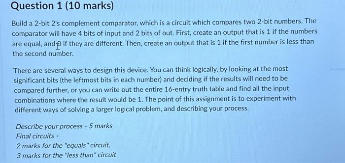 Solved Build a 2-bit 2's complement comparator, which is a | Chegg.com