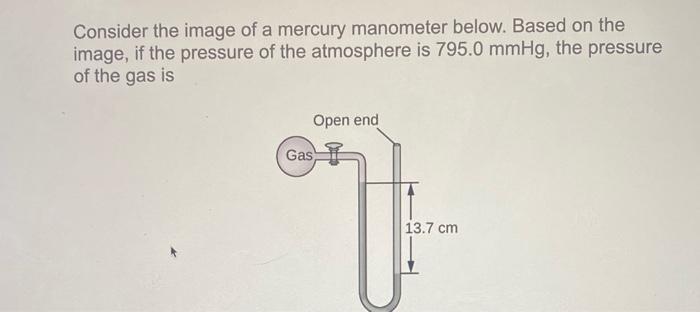 Solved Consider the image of a mercury manometer below. | Chegg.com