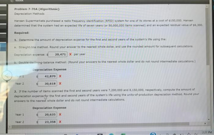Solved Problem 7-70A (Algorithmic) Depreciation Methods | Chegg.com