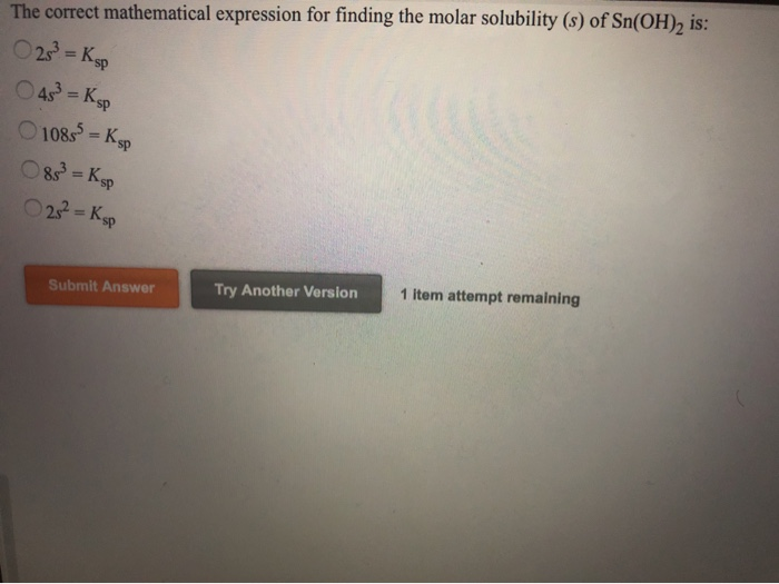 Solved The correct mathematical expression for finding the | Chegg.com