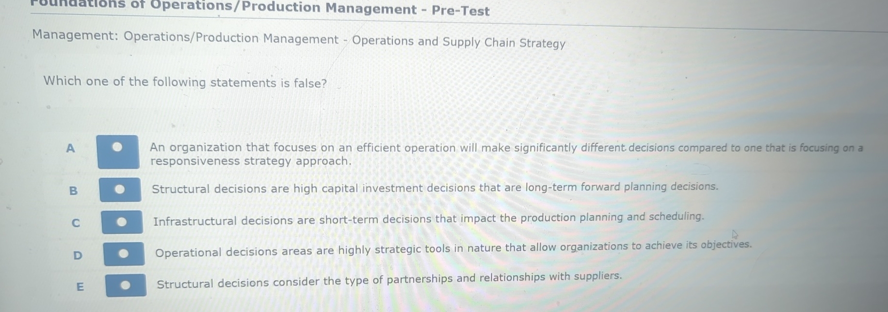 Solved of Operations/Production Management - | Chegg.com