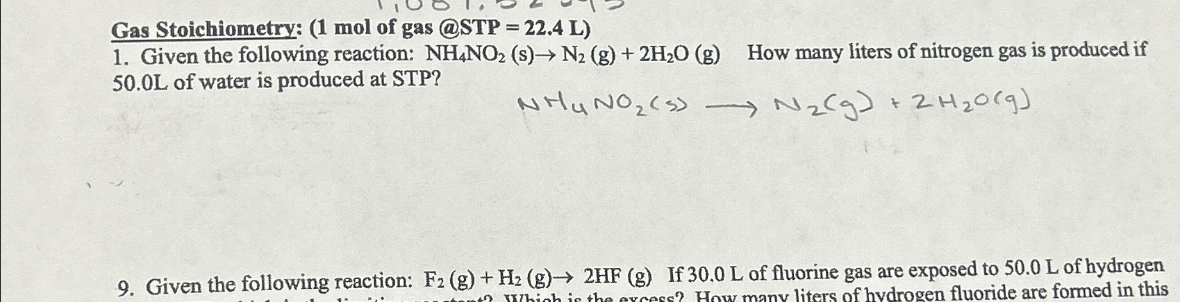 Solved Gas Stoichiometry: (1 ﻿mol of gas @STP=22.4 ﻿L)Given | Chegg.com