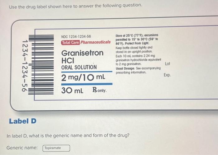 Solved Use the drug label shown here to answer the following | Chegg.com
