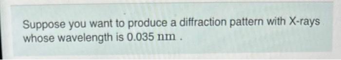 Solved Suppose you want to produce a diffraction pattern | Chegg.com
