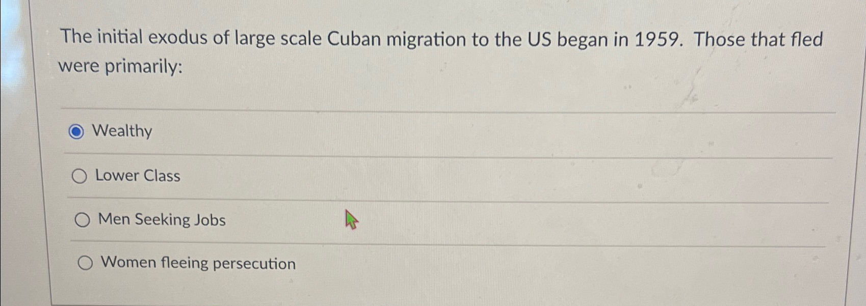Solved The initial exodus of large scale Cuban migration to | Chegg.com
