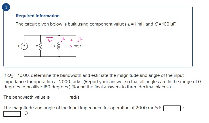 Solved !Required informationThe circuit given below is built | Chegg.com