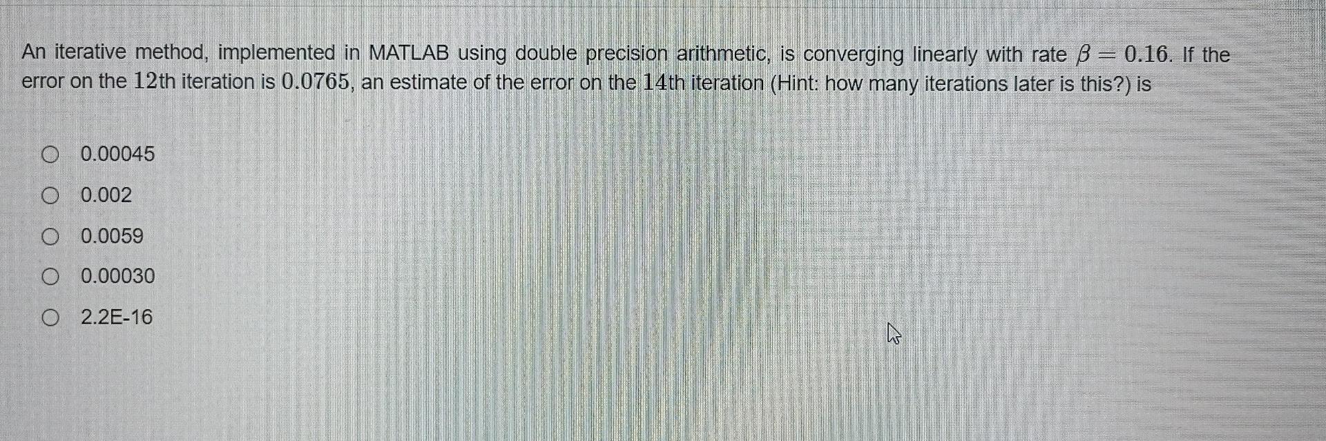 Solved An Iterative Method Implemented In Matlab Using