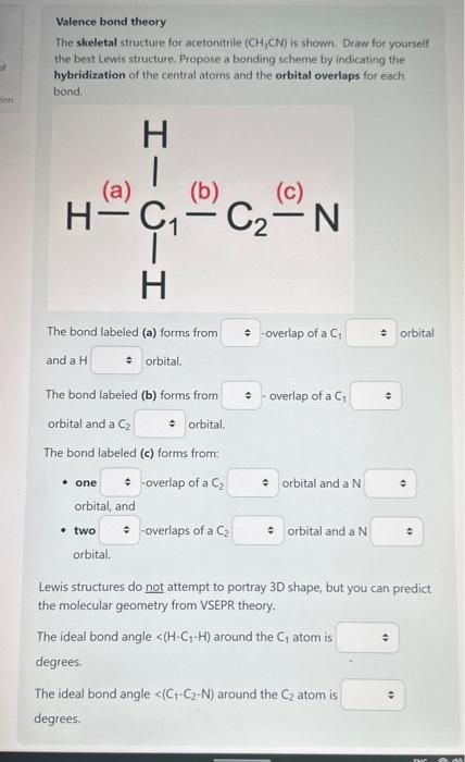 Solved Valence bond theory The skeletal structure for | Chegg.com
