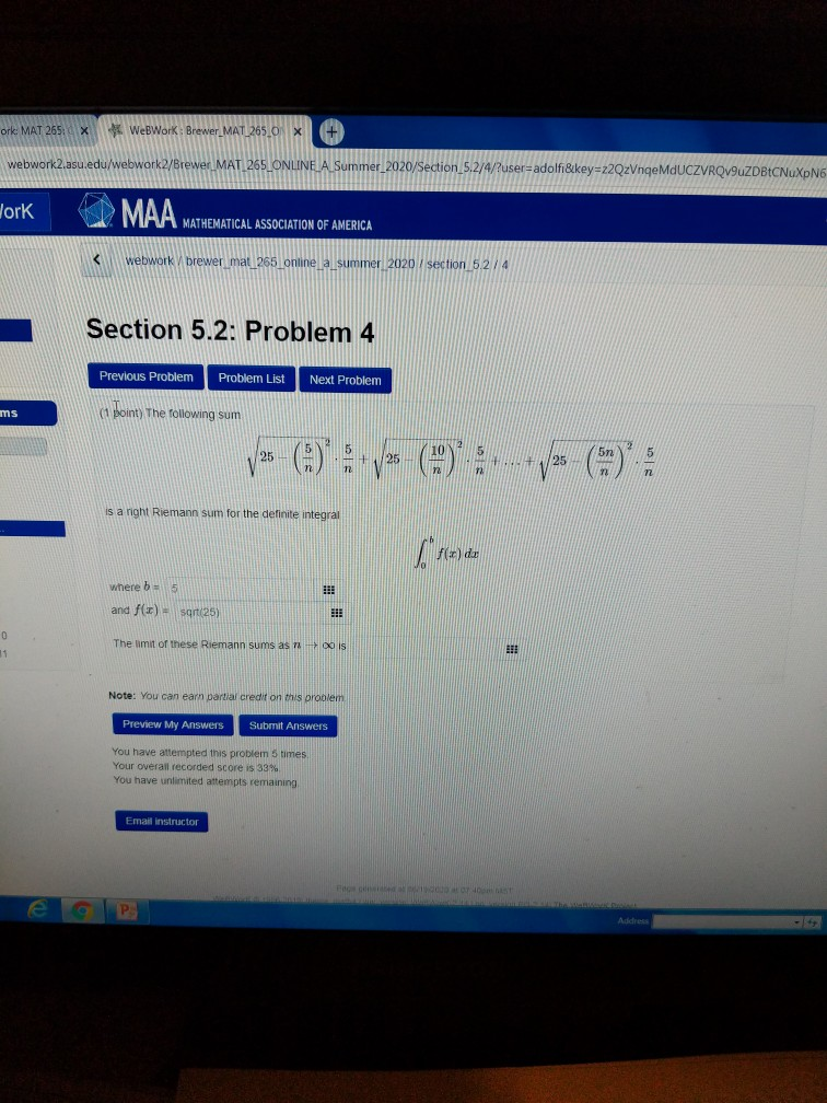 Solved ork: MAT 265 x WebWork: Brewer MAT 265 OS X | Chegg.com Solved ork: MAT 265 x WebWork: Brewer MAT 265 OS X | Chegg.com