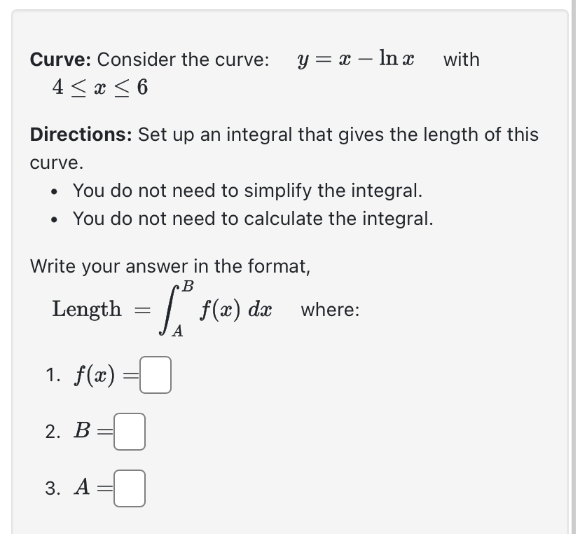 Solved Curve: Consider the curve: ,y=x-lnx, | Chegg.com