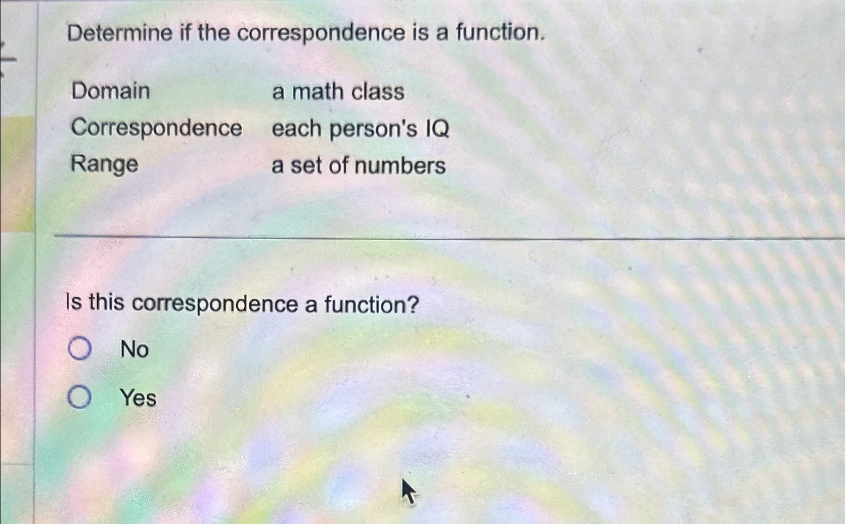 Solved Determine if the correspondence is a function.Domaina | Chegg.com
