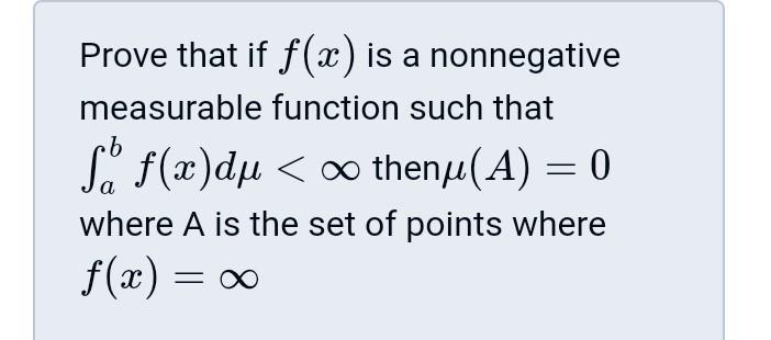 Solved Prove that if f(x) is a nonnegative measurable | Chegg.com