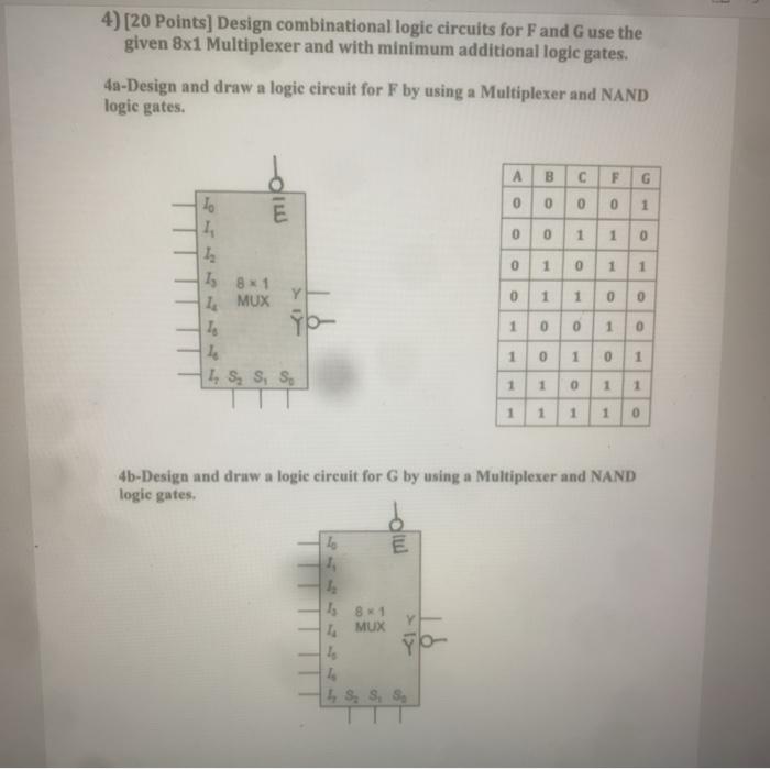 Solved 4) [20 Points] Design combinational logic circuits | Chegg.com