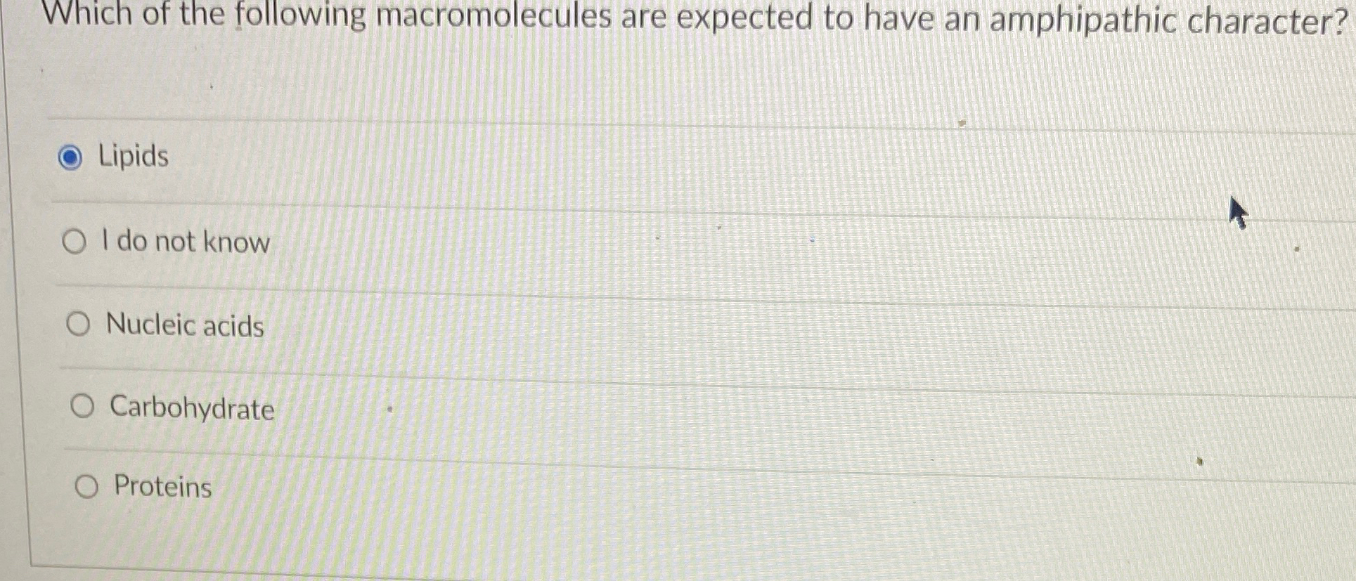 Solved Which of the following macromolecules are expected to | Chegg.com