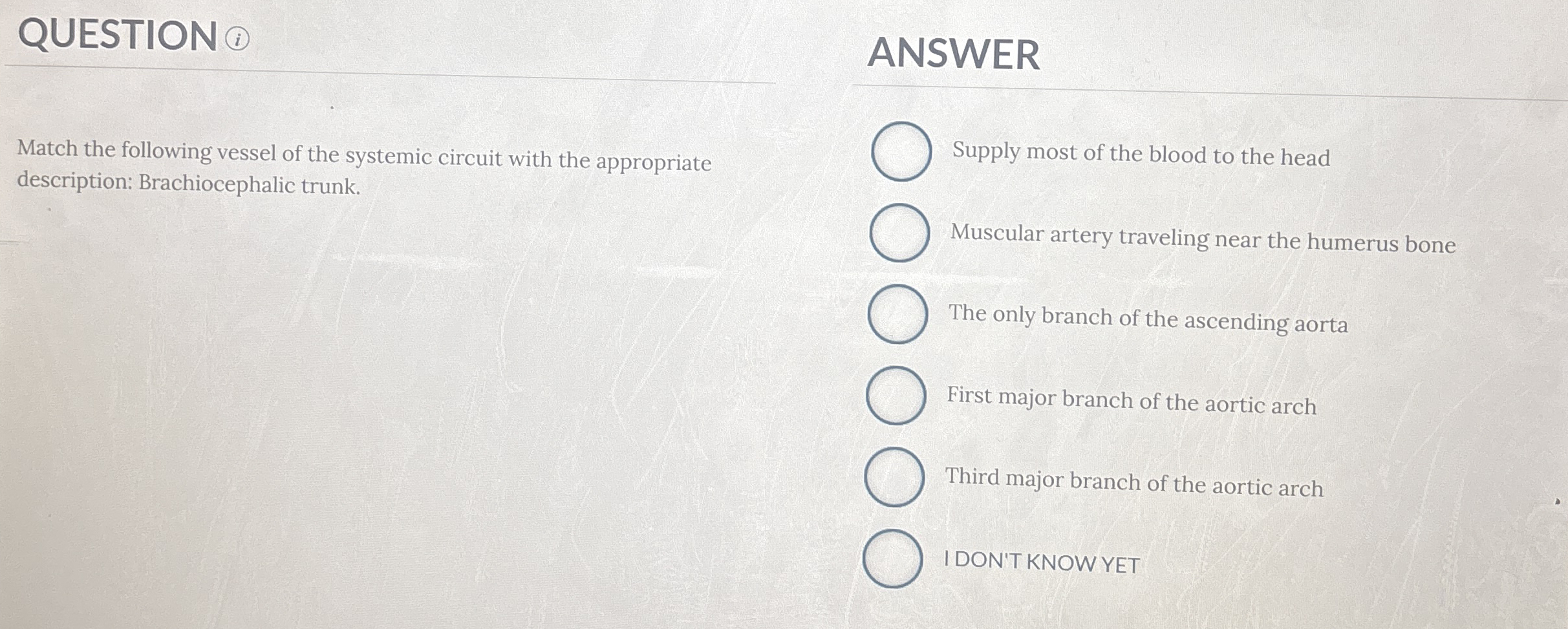 Solved QUESTION (i)ANSWERMatch the following vessel of the | Chegg.com