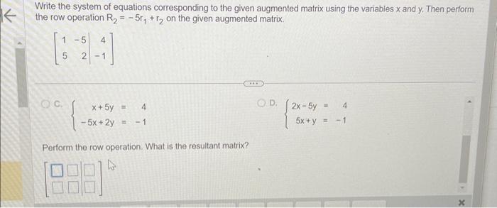 Solved Write the system of equations corresponding to the | Chegg.com