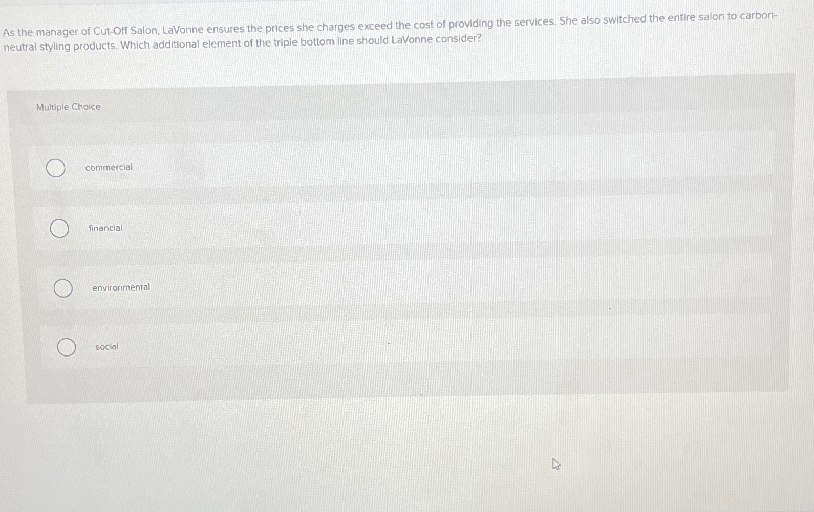 Solved As the manager of Cut-Off Salon, LaVonne ensures the | Chegg.com