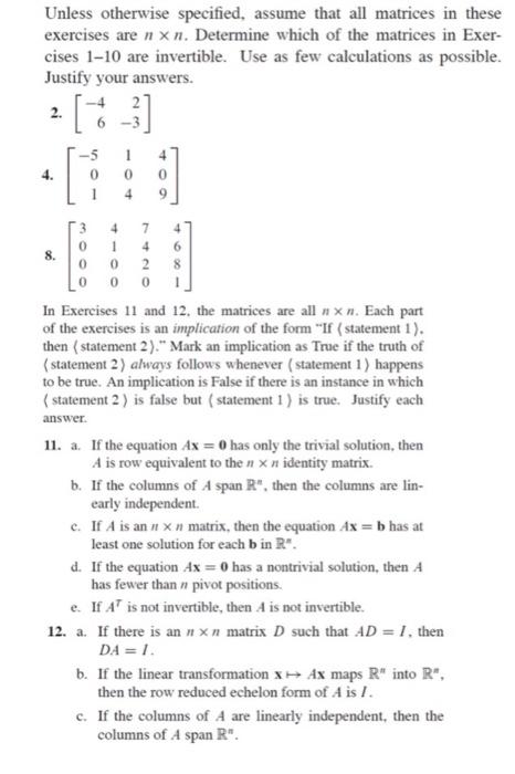 Solved Unless otherwise specified, assume that all matrices | Chegg.com