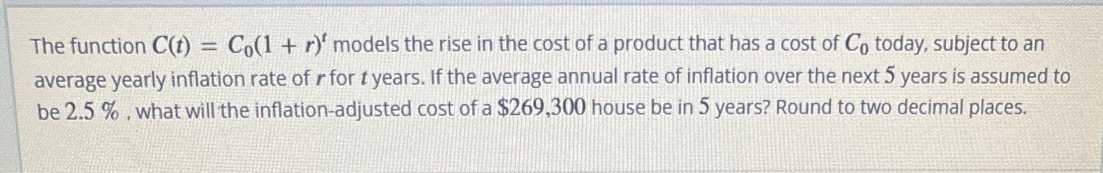Solved The function C(t)=C0(1+r)t ﻿models the rise in the | Chegg.com