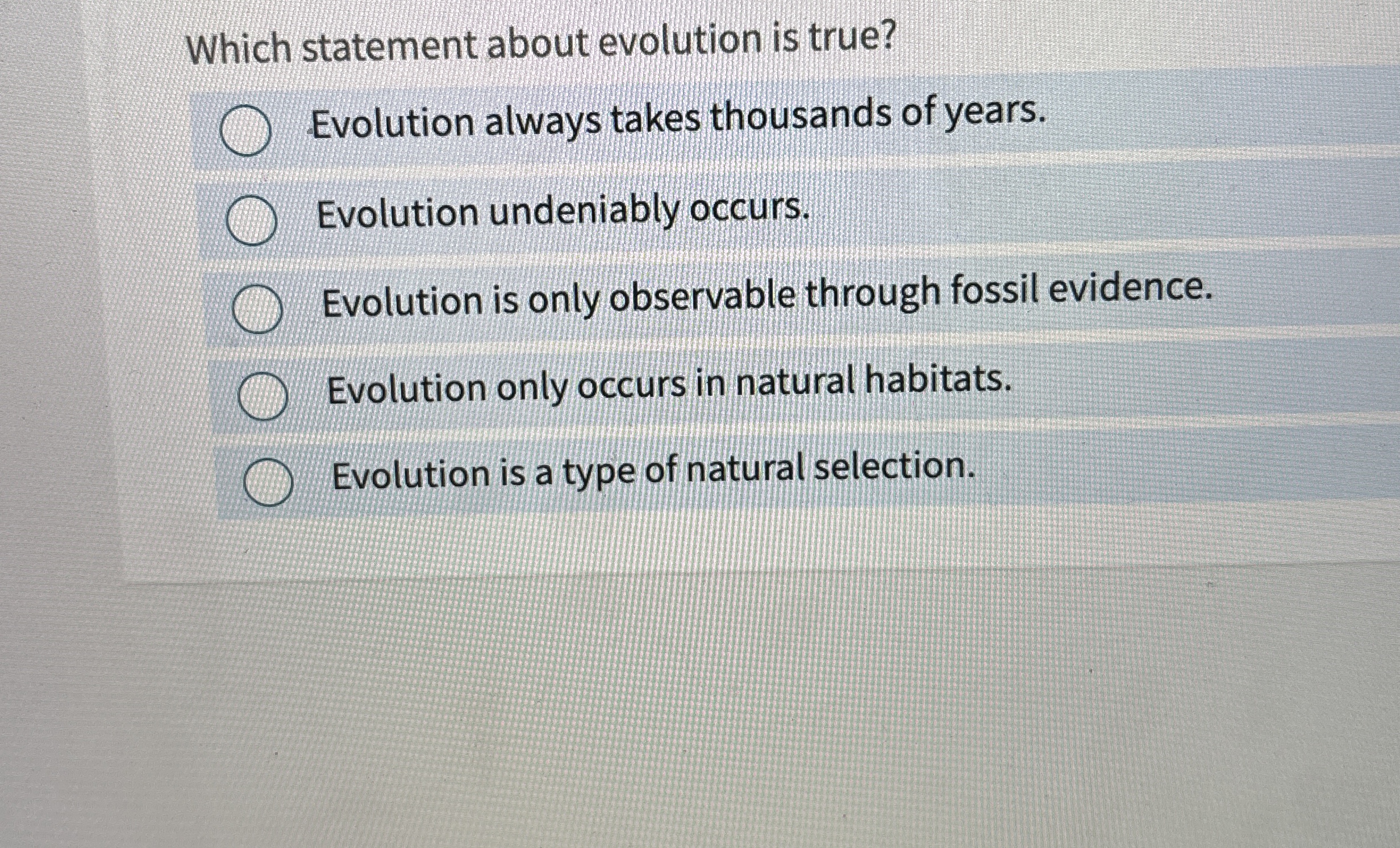 High Quality SOLUTION Which statement about evolution is true?Evolution | Chegg.com
