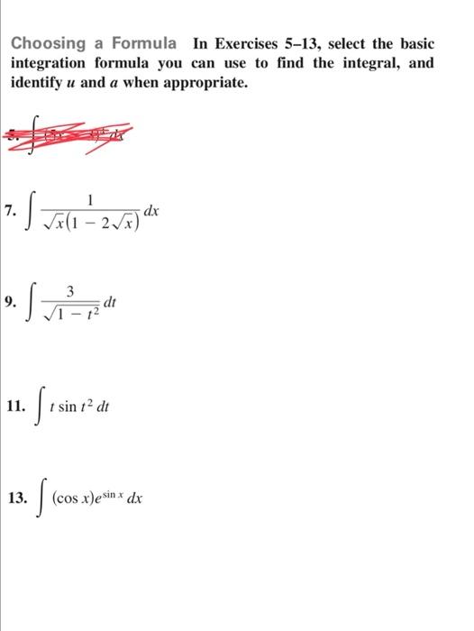 Solved Choosing a Formula In Exercises 5-13, select the | Chegg.com