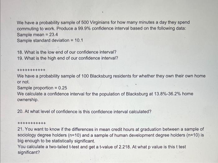 Solved We have a probability sample of 500 Virginians for | Chegg.com