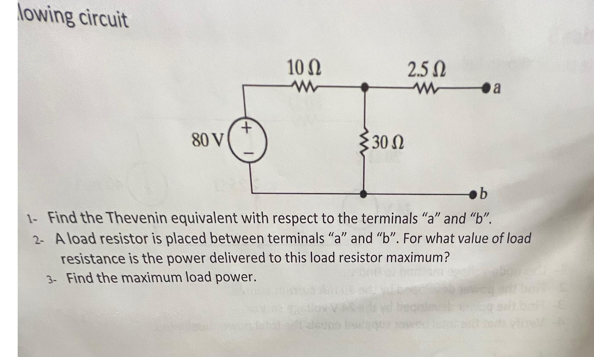 Solved lowing circuit1- ﻿Find the Thevenin equivalent with | Chegg.com