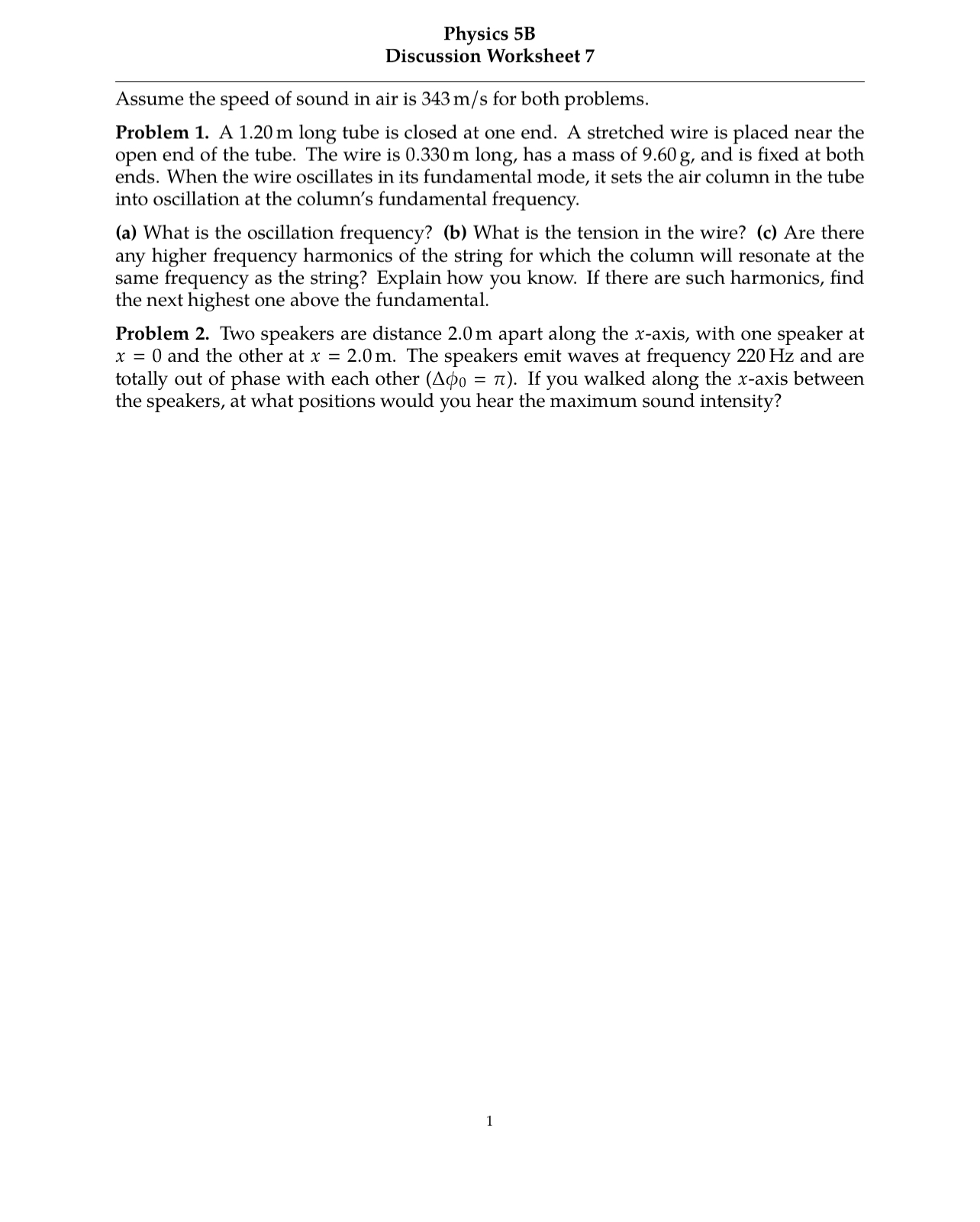 Solved Physics 5BDiscussion Worksheet 7Assume the speed of | Chegg.com