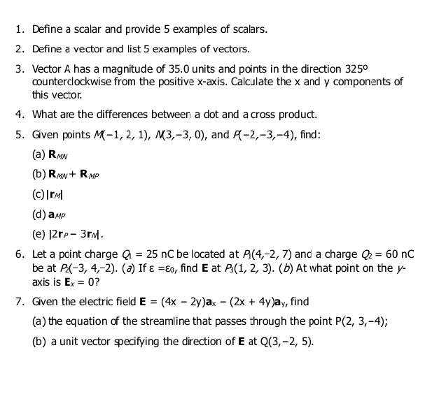 Solved Define a scalar and provide 5 ﻿examples of | Chegg.com