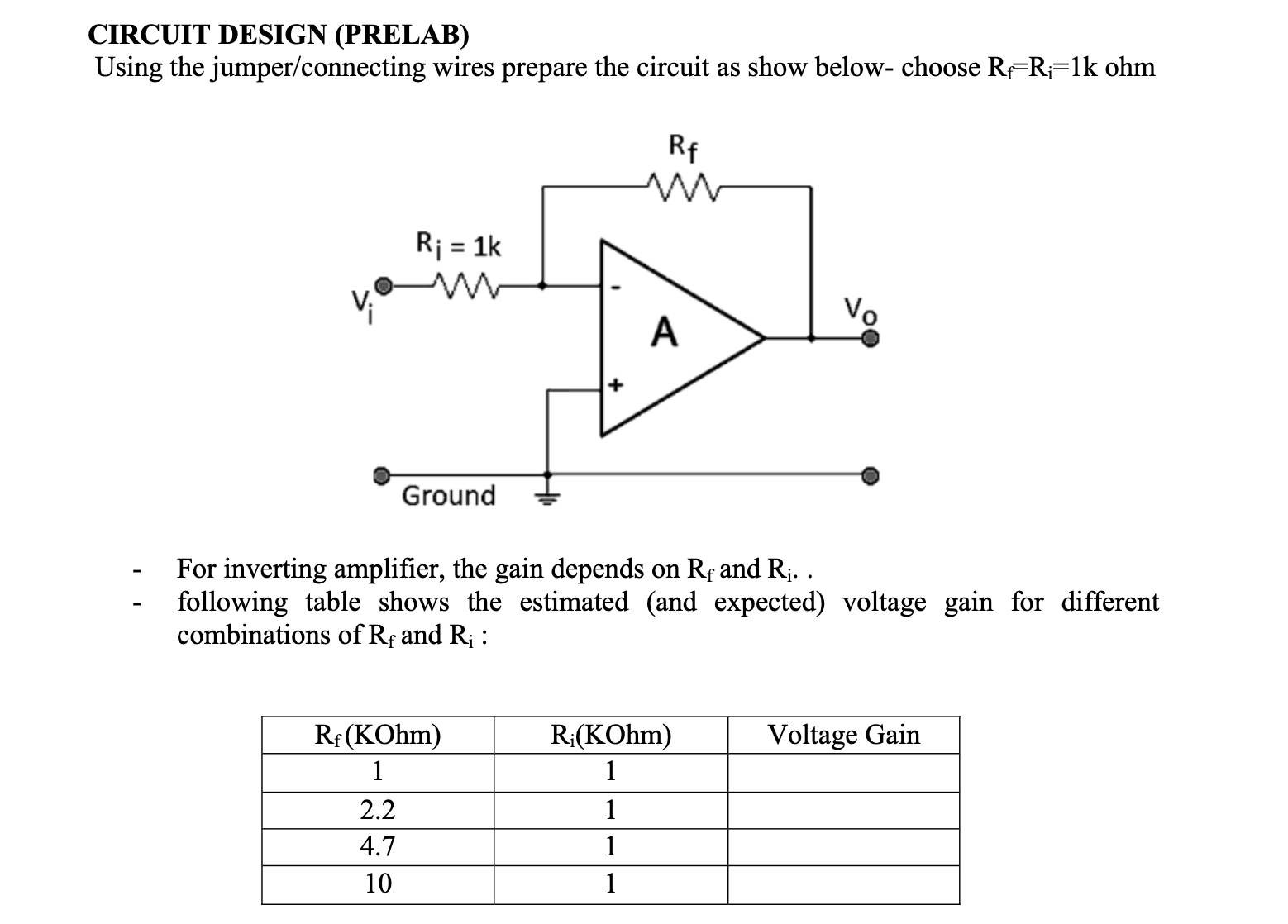 Solved CIRCUIT DESIGN (PRELAB)Using the jumper/connecting | Chegg.com