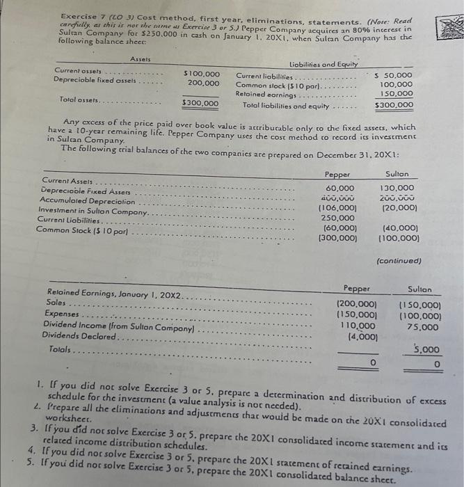 Solved Exercise 7 (LO 3) Cost method, first year, | Chegg.com