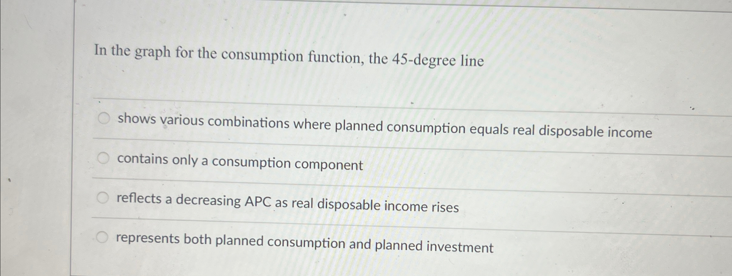 Solved In the graph for the consumption function, the | Chegg.com