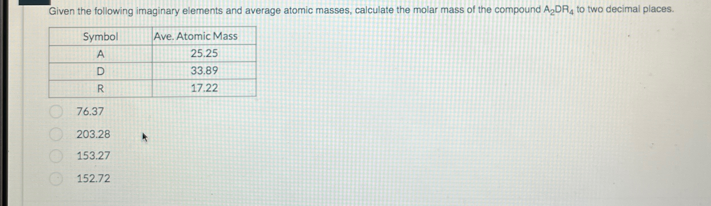 Solved Given the following imaginary elements and average | Chegg.com